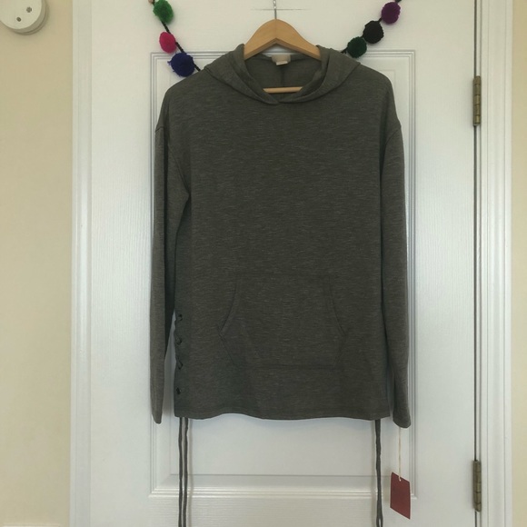 Mossimo Supply Co. | Tops | Mossimo Olive Gray Lace Up Sides Hoodie Nwt ...